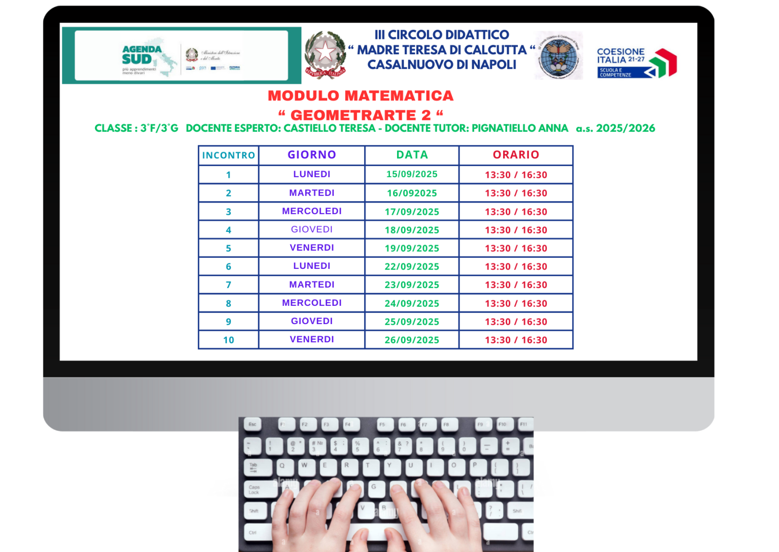 AVVIO MODULI PON ” AGENDA SUD ” a.s.2025/2026 – III C. D. "MADRE TERESA ...
